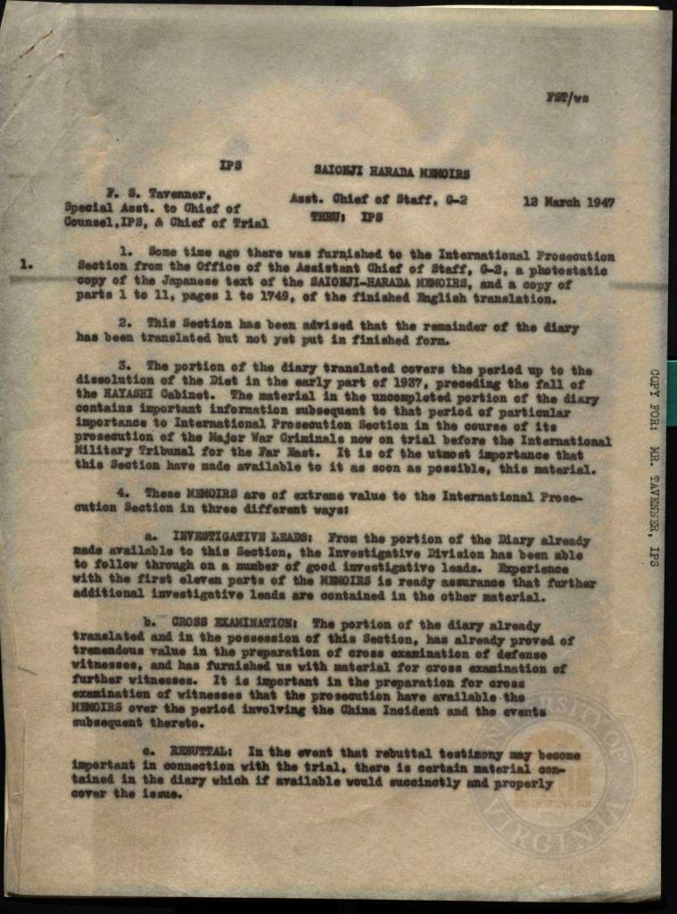 SAIONJI-HARADA Memoirs | The International Military Tribunal for the ... SAIONJI-HARADA Memoirs | The International Military Tribunal for the ...