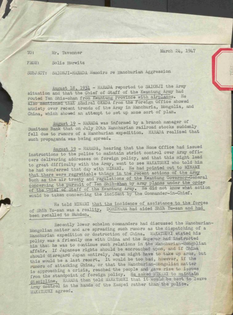 SAIONJI-HARADA Memoirs re Manchurian Aggression (I) | The International ... SAIONJI-HARADA Memoirs re Manchurian Aggression (I) | The International ...